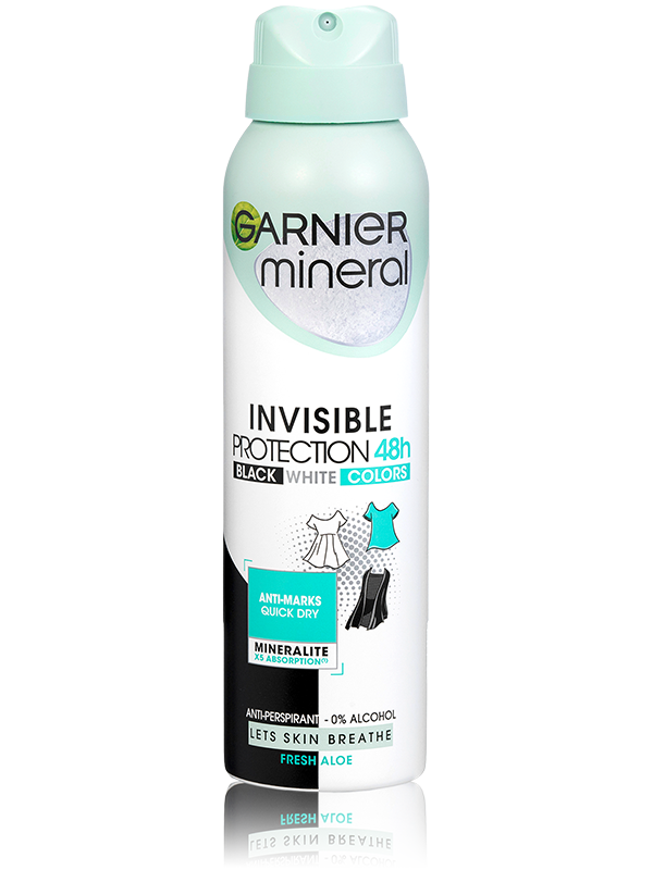 Quick Dry Invisible Black White Colors 48h Fresh Aloe spray | Garnier